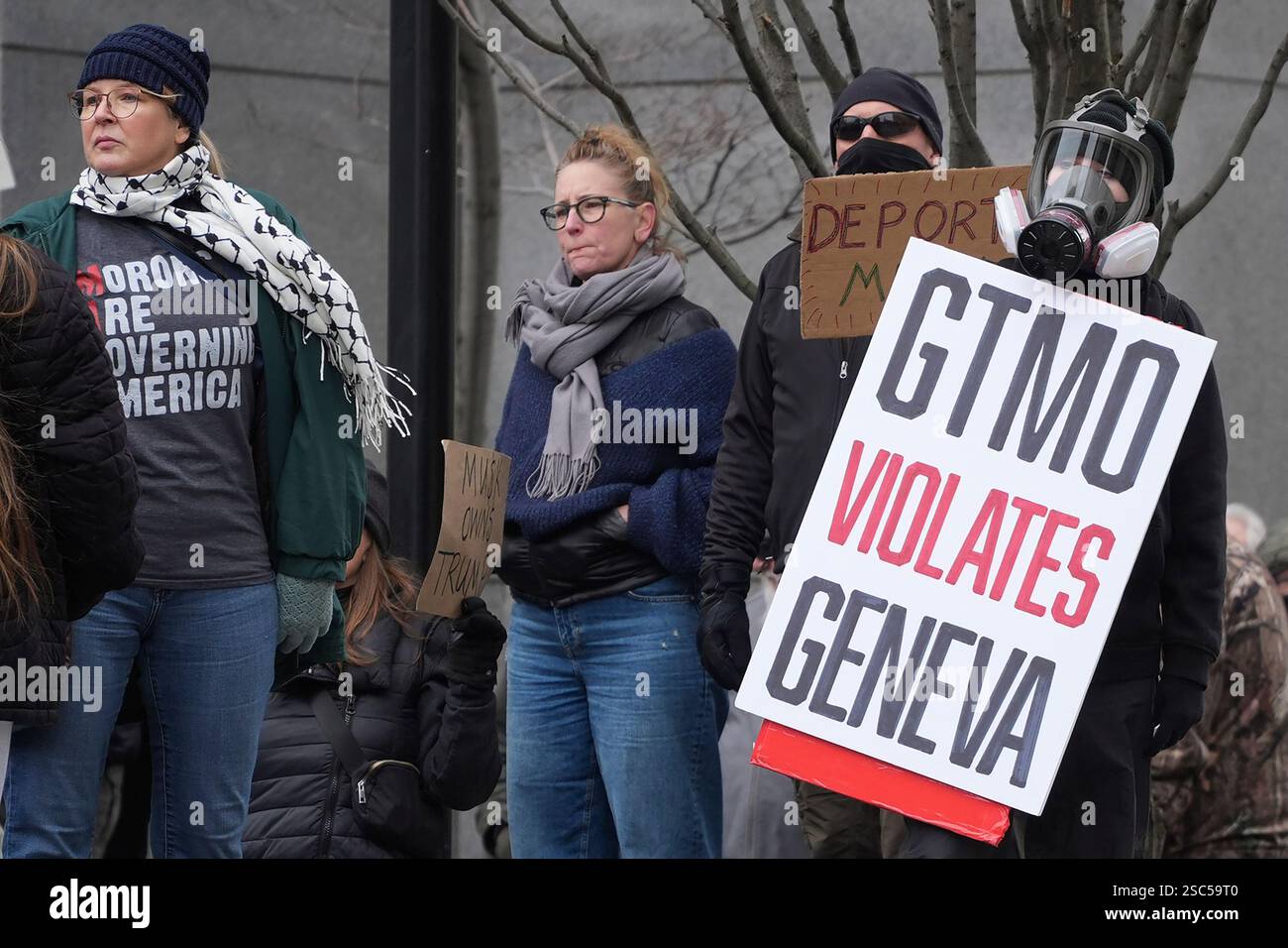 People protest outside the federal courthouse in Pittsburgh on ...