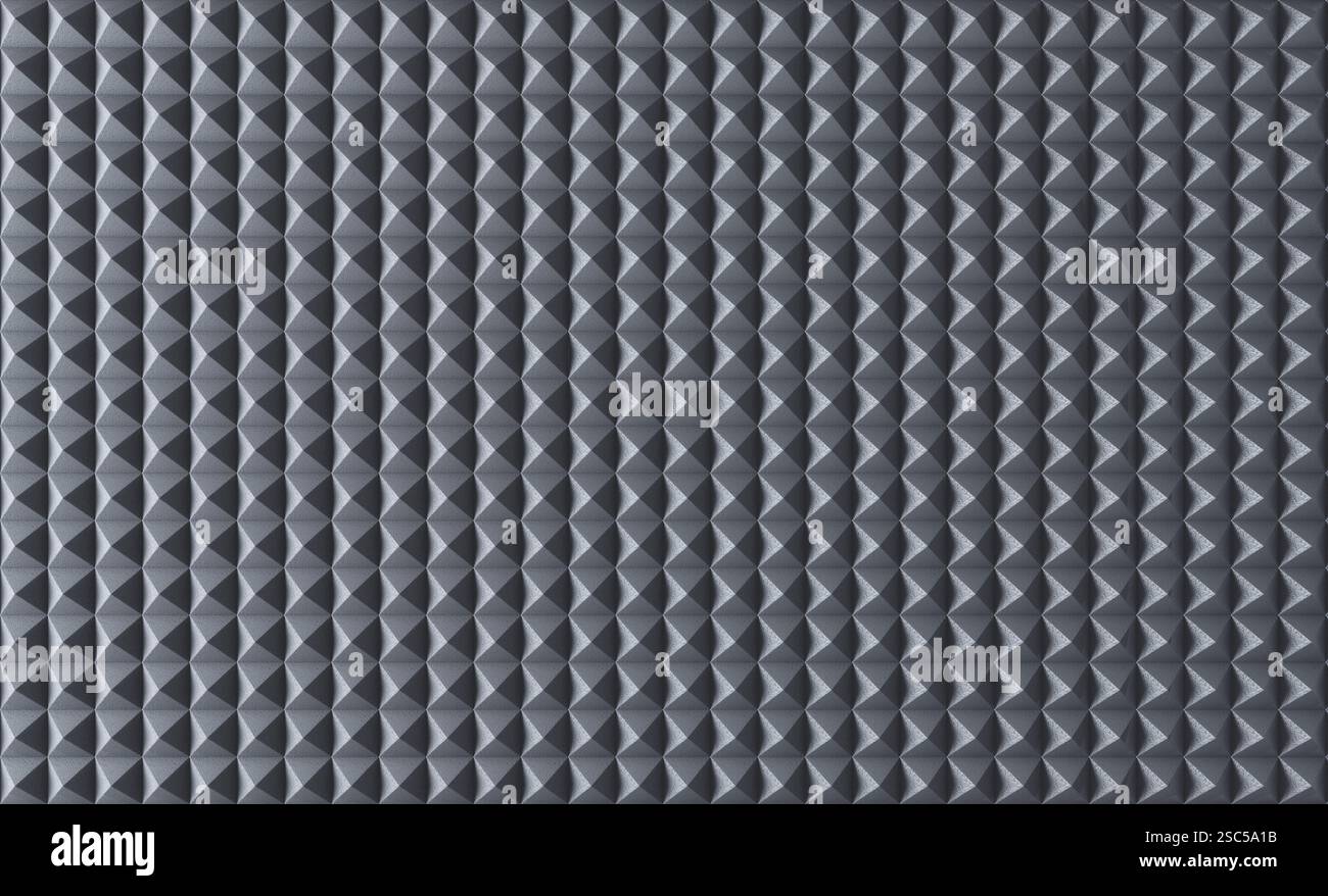 Symmetrical pyramid shapes creating a textured acoustic panel surface ...
