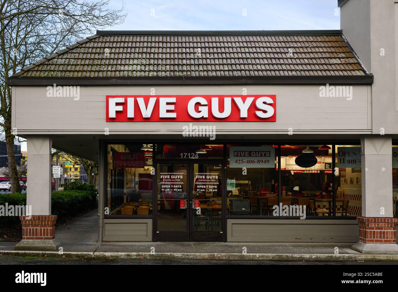 Redmond, WA, USA - January 18, 2025; Five Guys fast food restaurant ...
