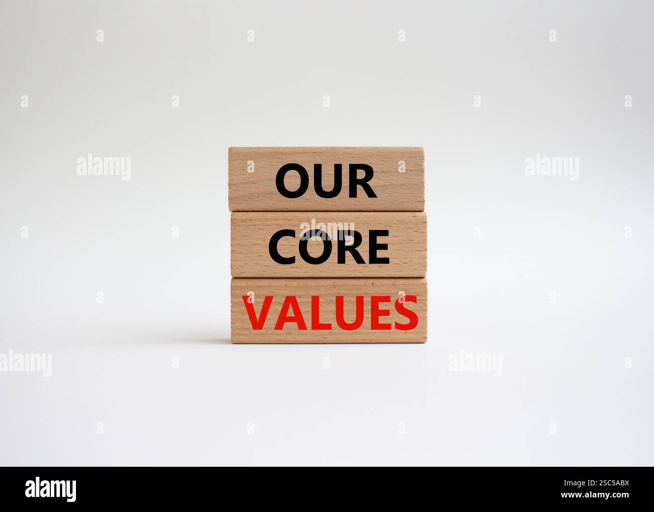 Our core values symbol. Concept words Our core values on wooden blocks ...