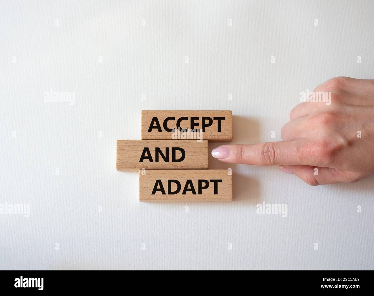 Accept or adapt symbol. Wooden blocks with words Accept and adapt ...