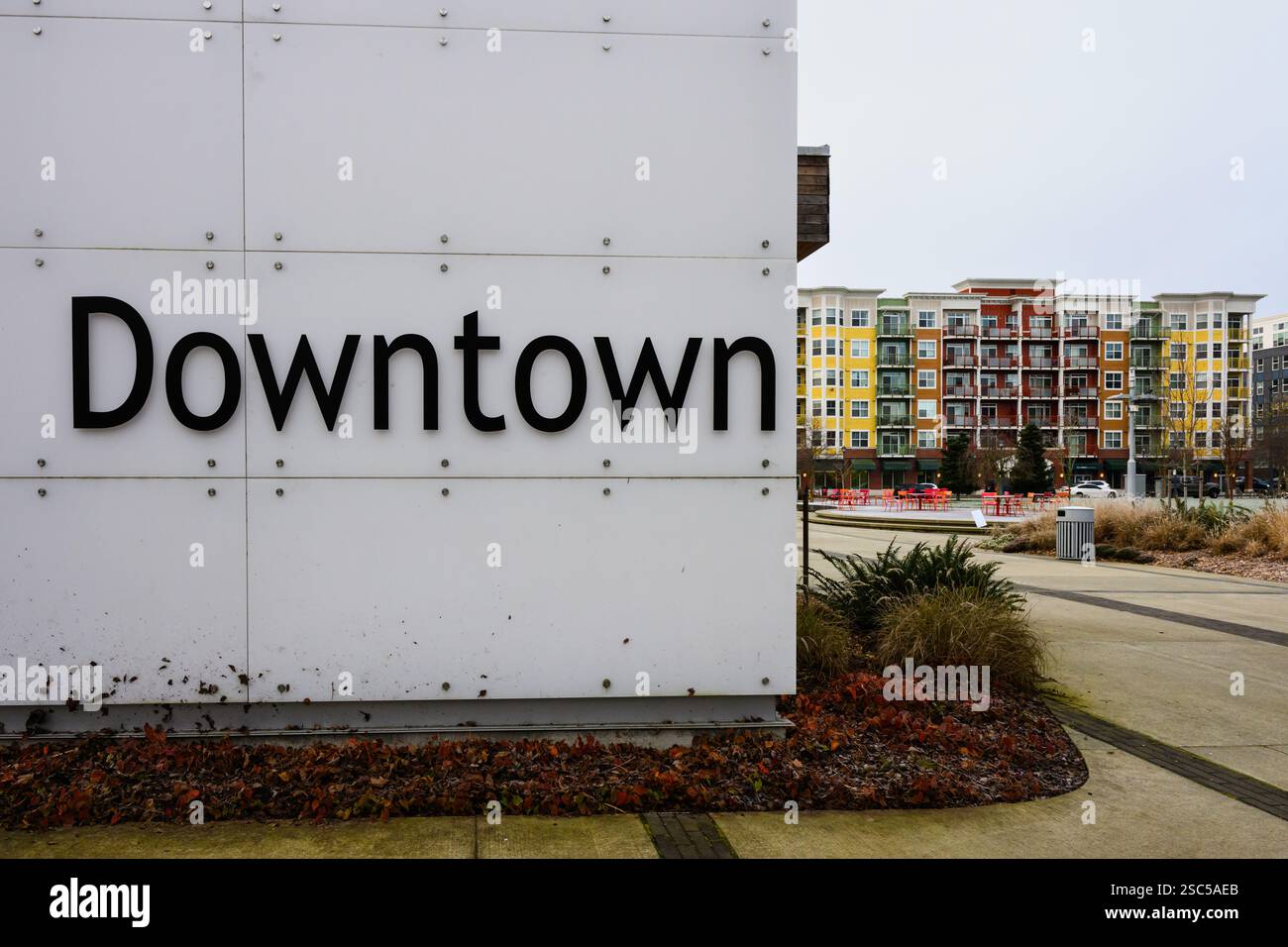 Redmond, WA, USA - January 18, 2025; Text sign in Downtown Redmond ...
