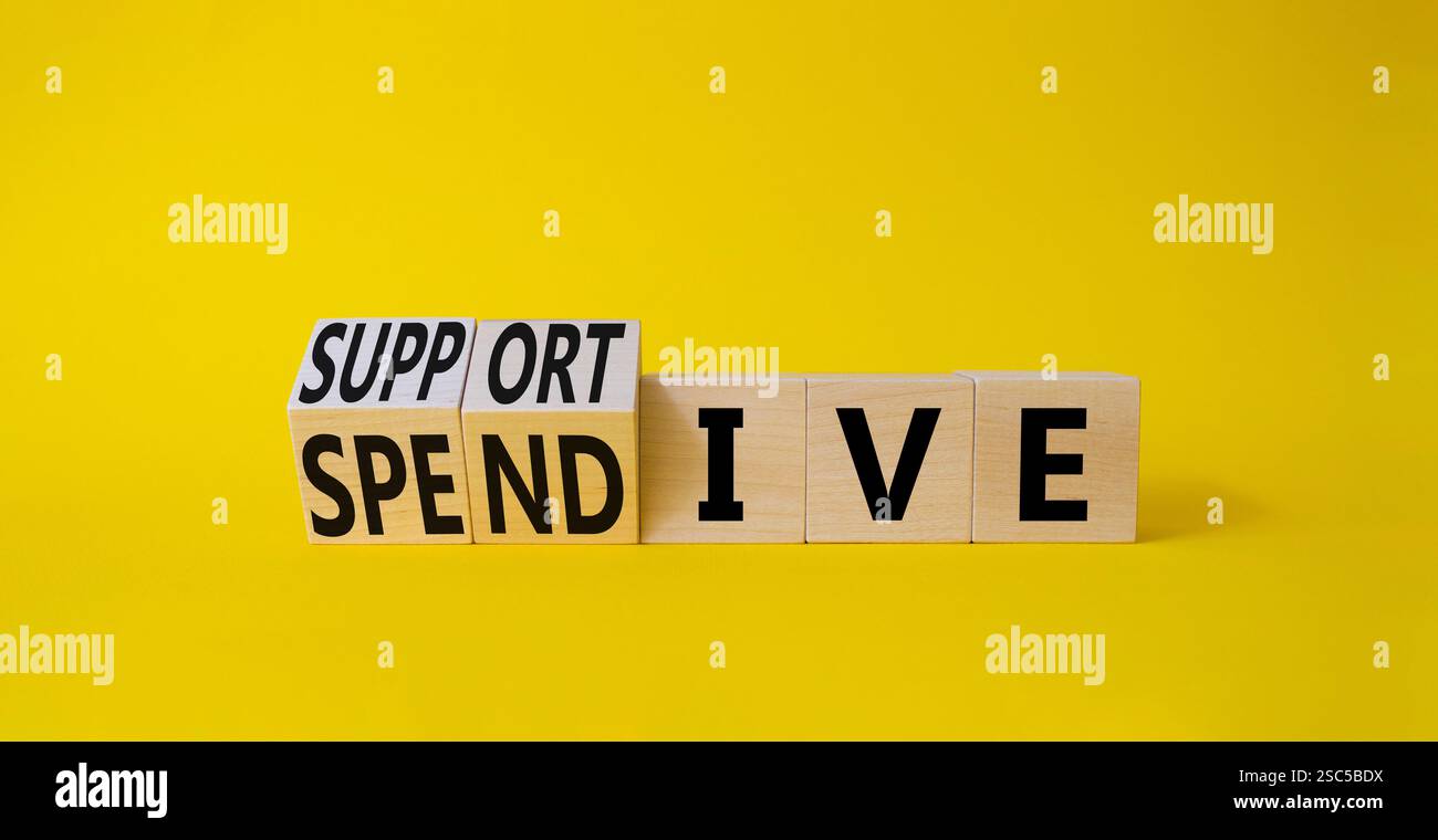 Supportive and Inclusive symbol. Turned wooden cubes with words ...