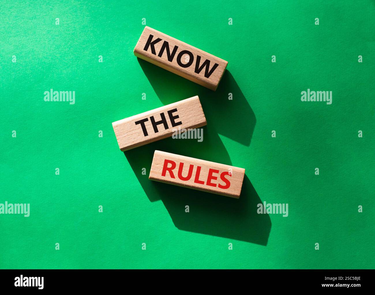 Know the rules symbol. Wooden blocks with words Know the rules ...