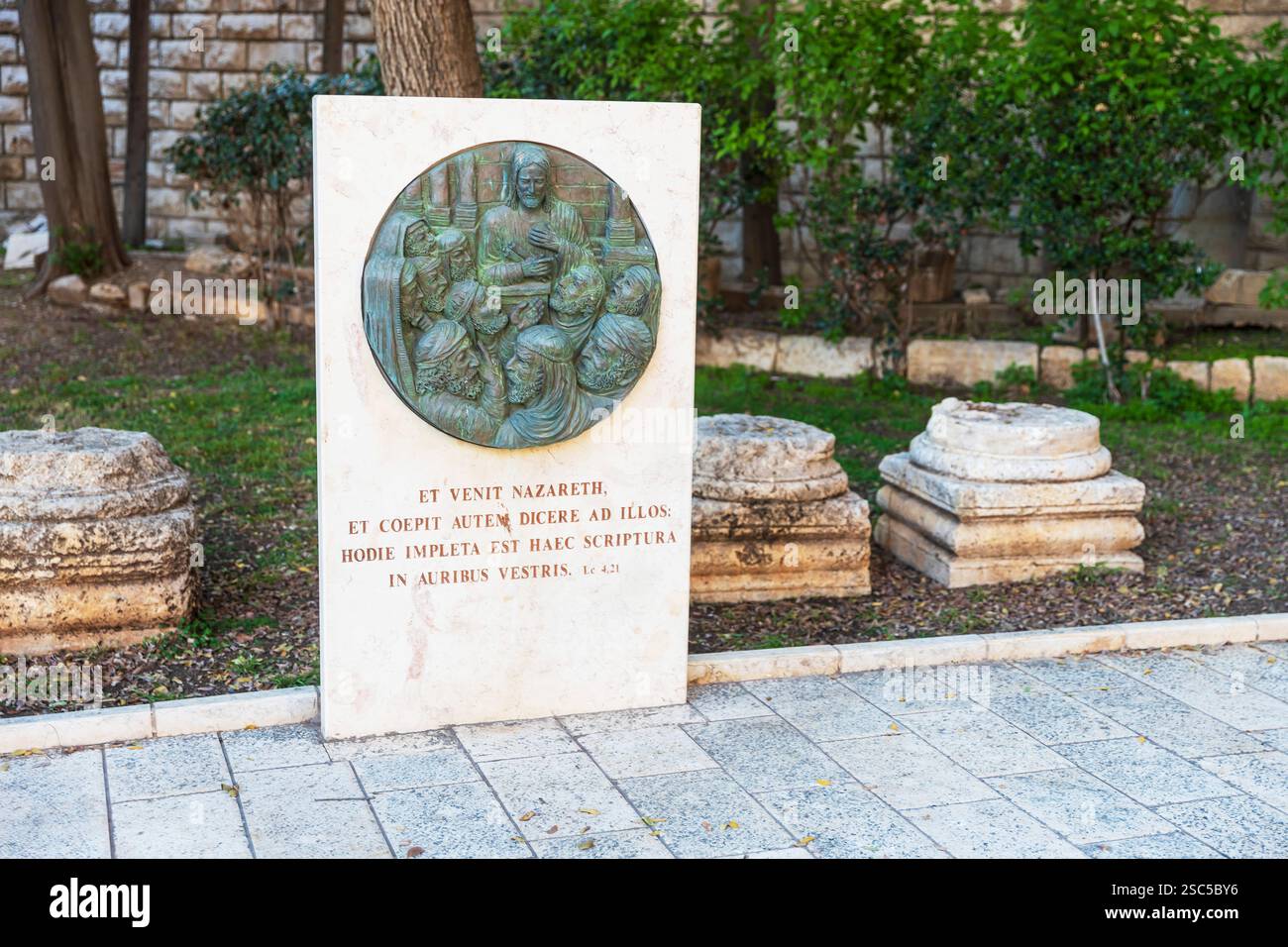 Nazareth, Israel, January 23, 2025: Bas-reliefs illustrating Biblical ...
