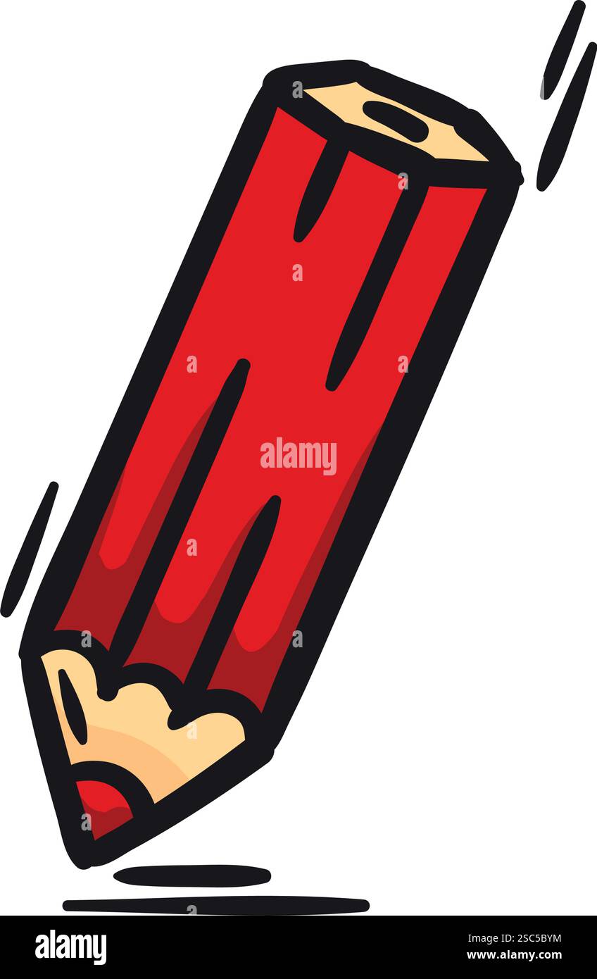 Bright vector hand drawn pencil icon. Editable sign, symbol on white ...