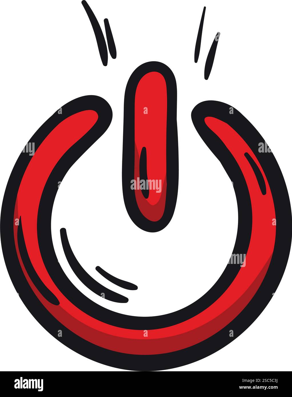 Bright vector hand drawn icon of power, on, off. Editable sign, symbol ...