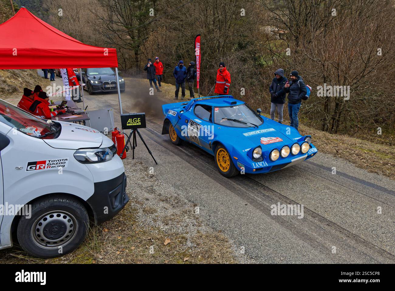 SAINT-NAZAIRE-LE-DESERT, FRANCE, February 4, 2025 : Historic rally cars ...