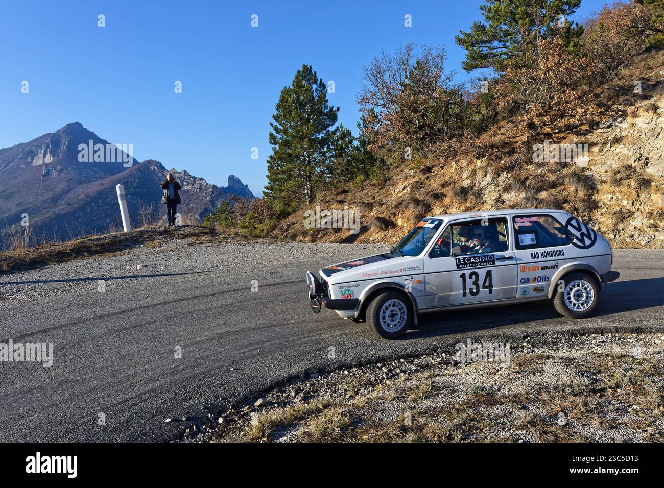 SAINT-NAZAIRE-LE-DESERT, FRANCE, February 4, 2025 : Historic rally cars ...