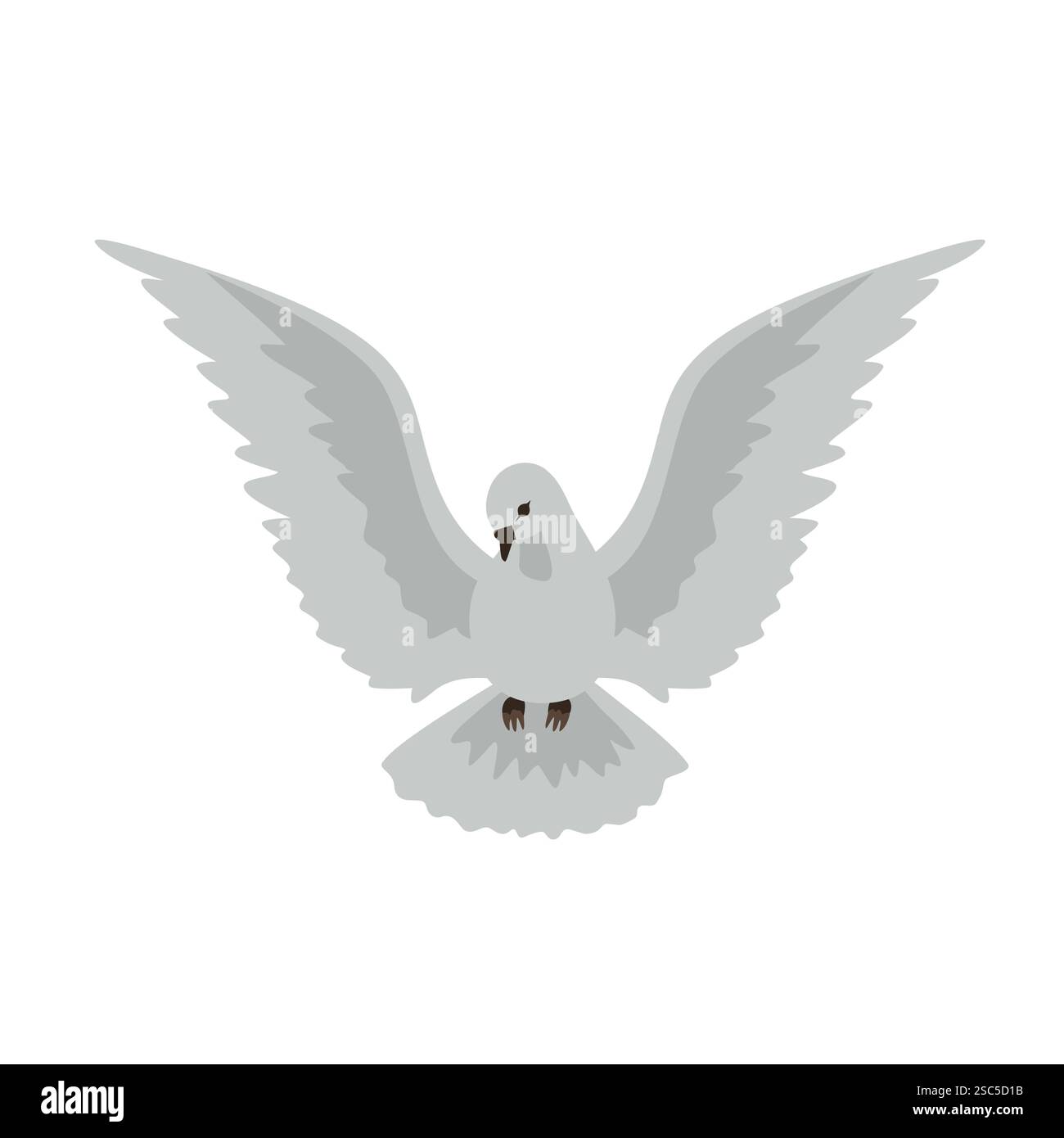 Flying dove bird hand drawn simple vector icon. Pigeon flight cartoon ...