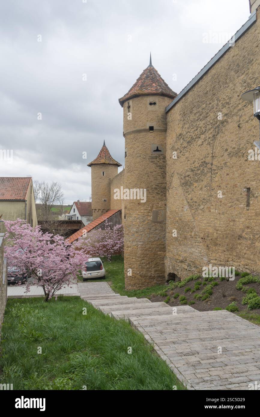 City wall from the german city called Mainbernheim Stock Photo - Alamy