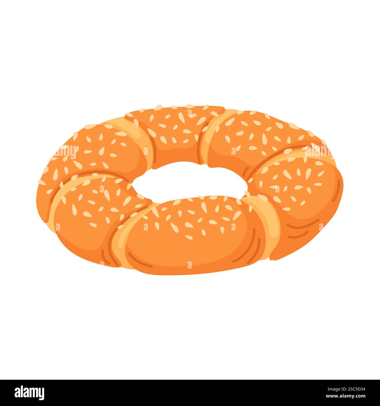 Turkish simit in cartoon style. Traditional Turkey bagel with sesame ...