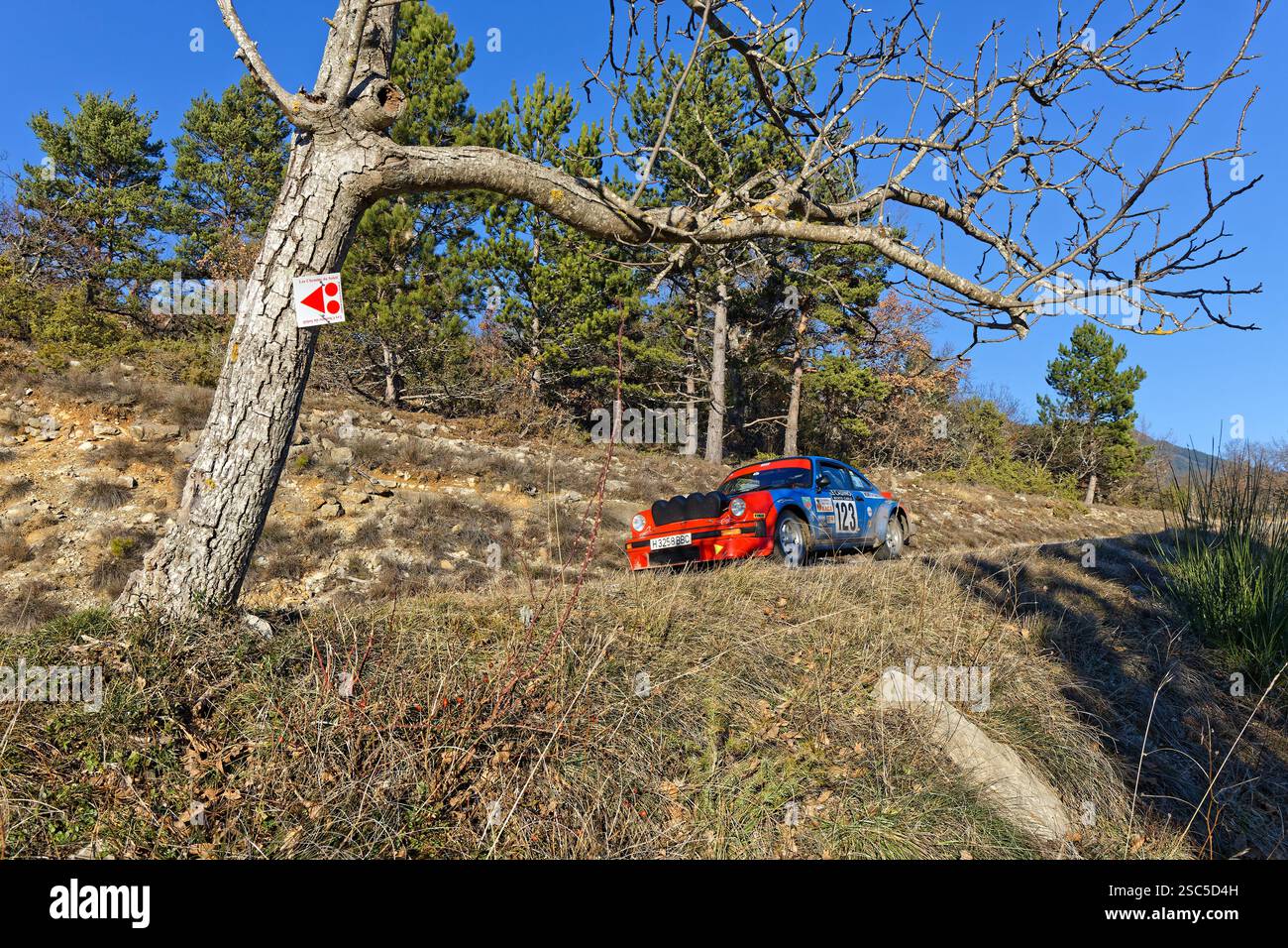 SAINT-NAZAIRE-LE-DESERT, FRANCE, February 4, 2025 : Historic rally cars ...