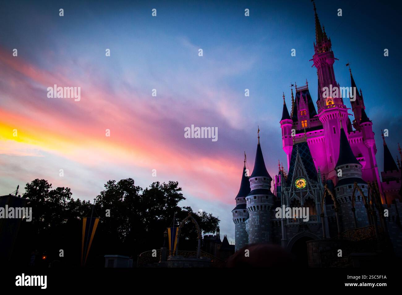 Cinderella Castle at Magic Kingdom, bathed in a beautiful twilight glow ...