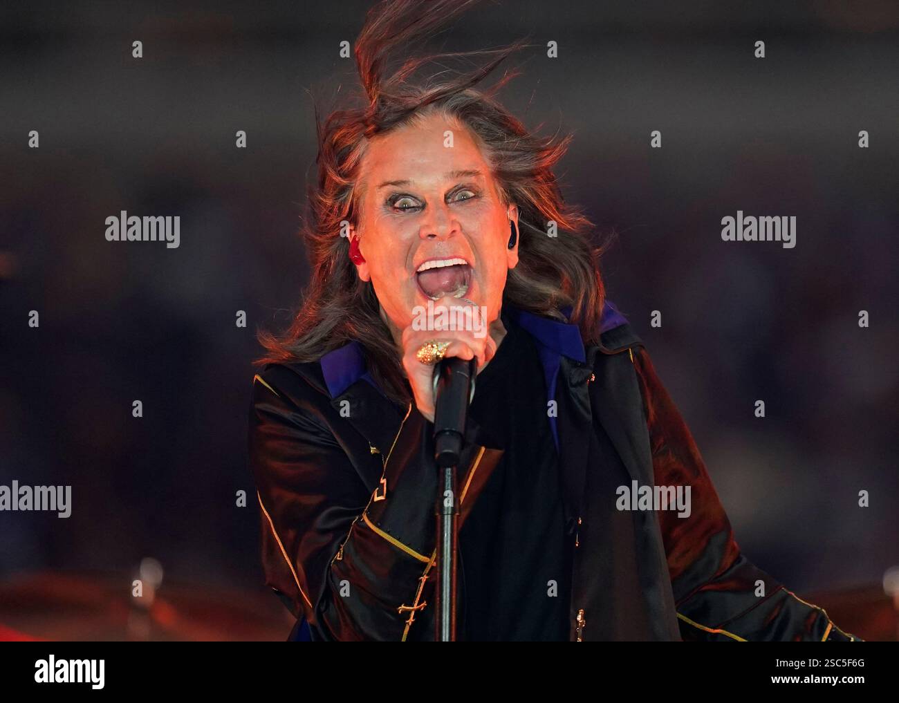 FILE - Singer Ozzy Osbourne performs during halftime of an NFL football ...