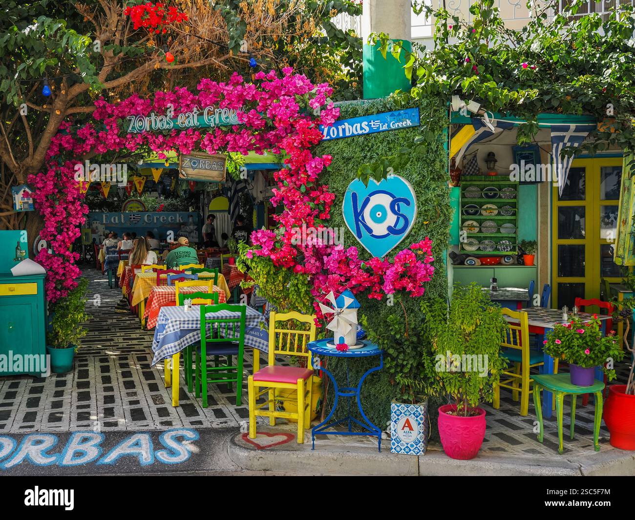 Zorbas Restaurant, Kos Old Town, Kos, Greece Stock Photo - Alamy