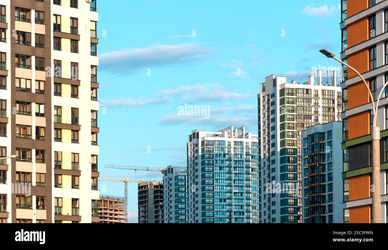 Modern skyscrapers in an urban cityscape, high-rise residential and ...