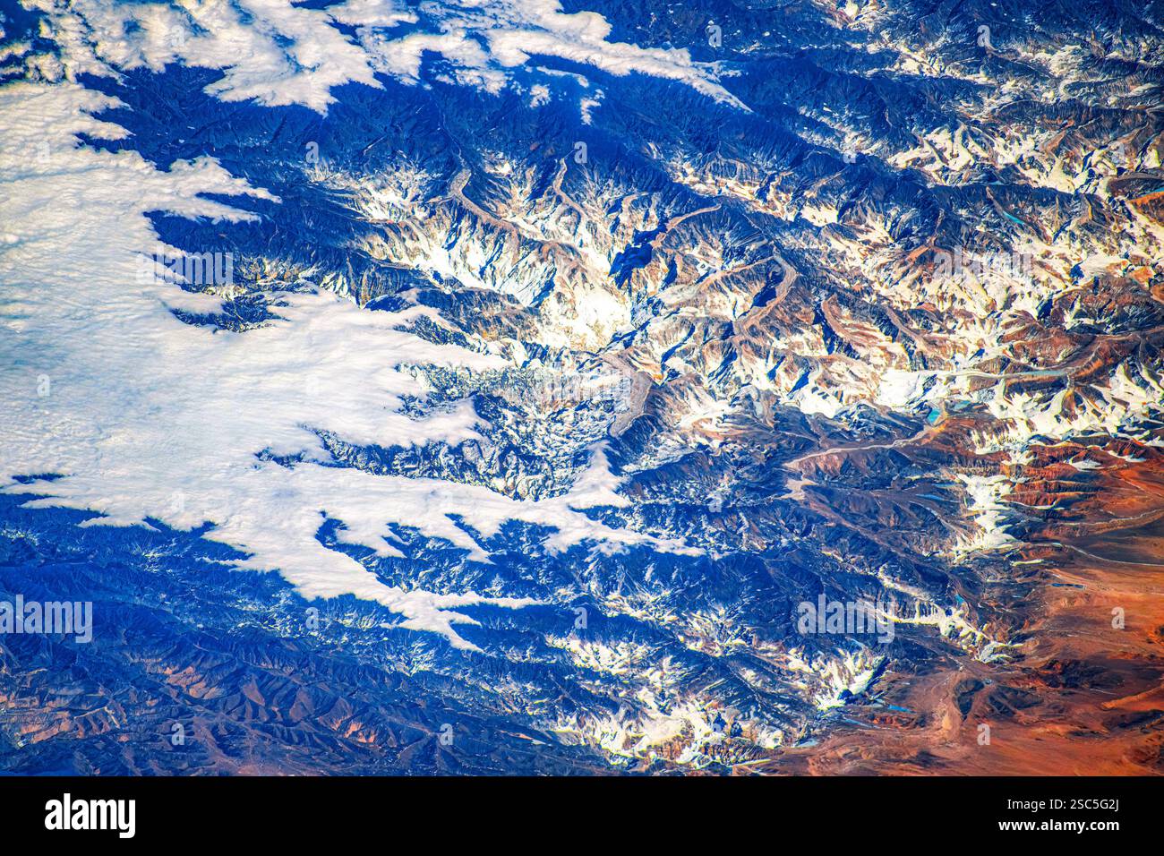 Land feature in Central America. The ISS flies in the Pacific Ocean ...