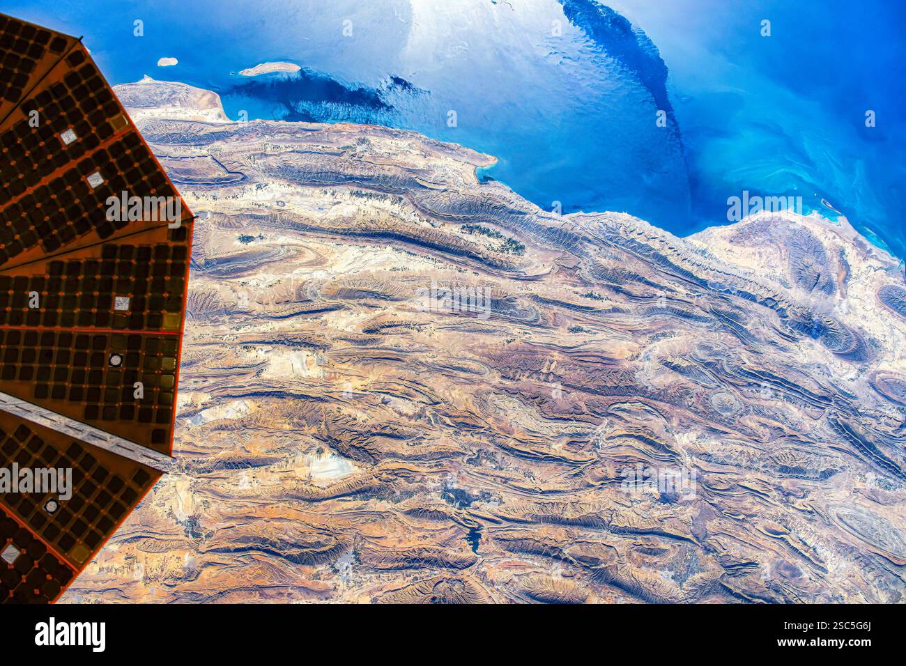 Texture land feature and coastline in Iran. Digital enhancement of an ...