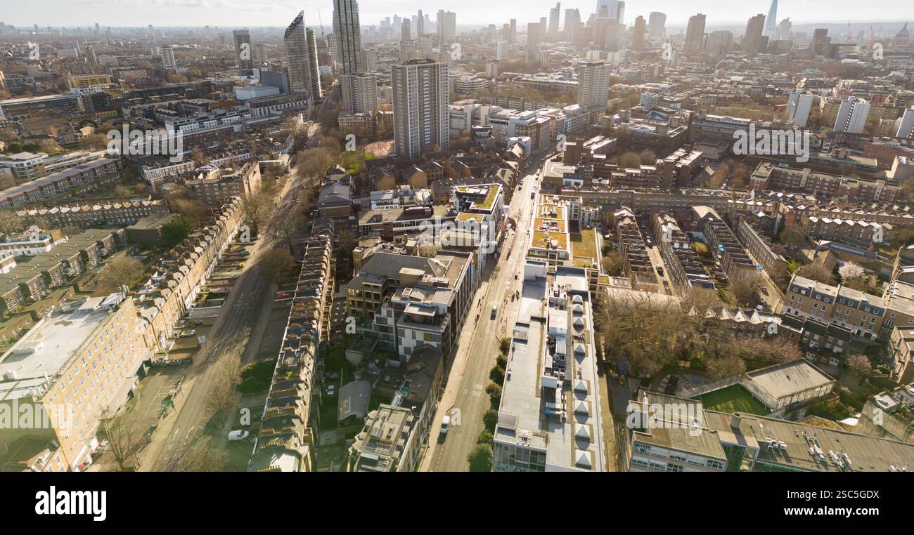Aerial view of London, UK, specifically the area around the Goswell ...