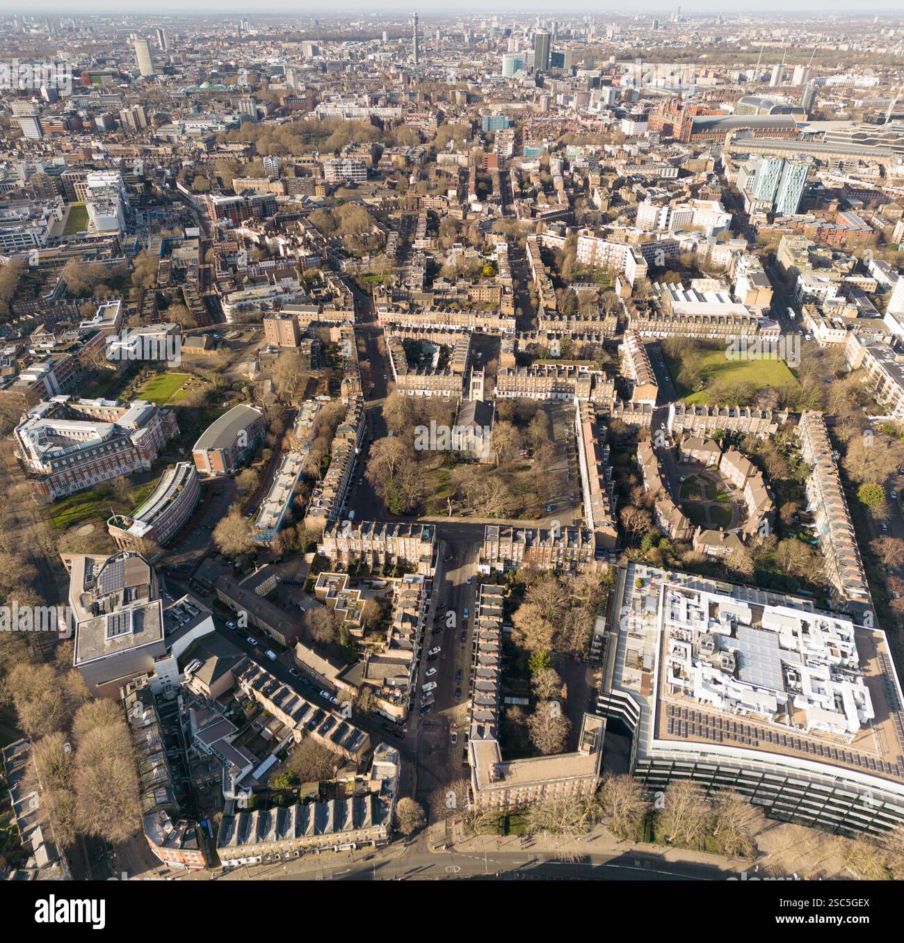 Aerial view of London, UK, specifically the area around Angel ...