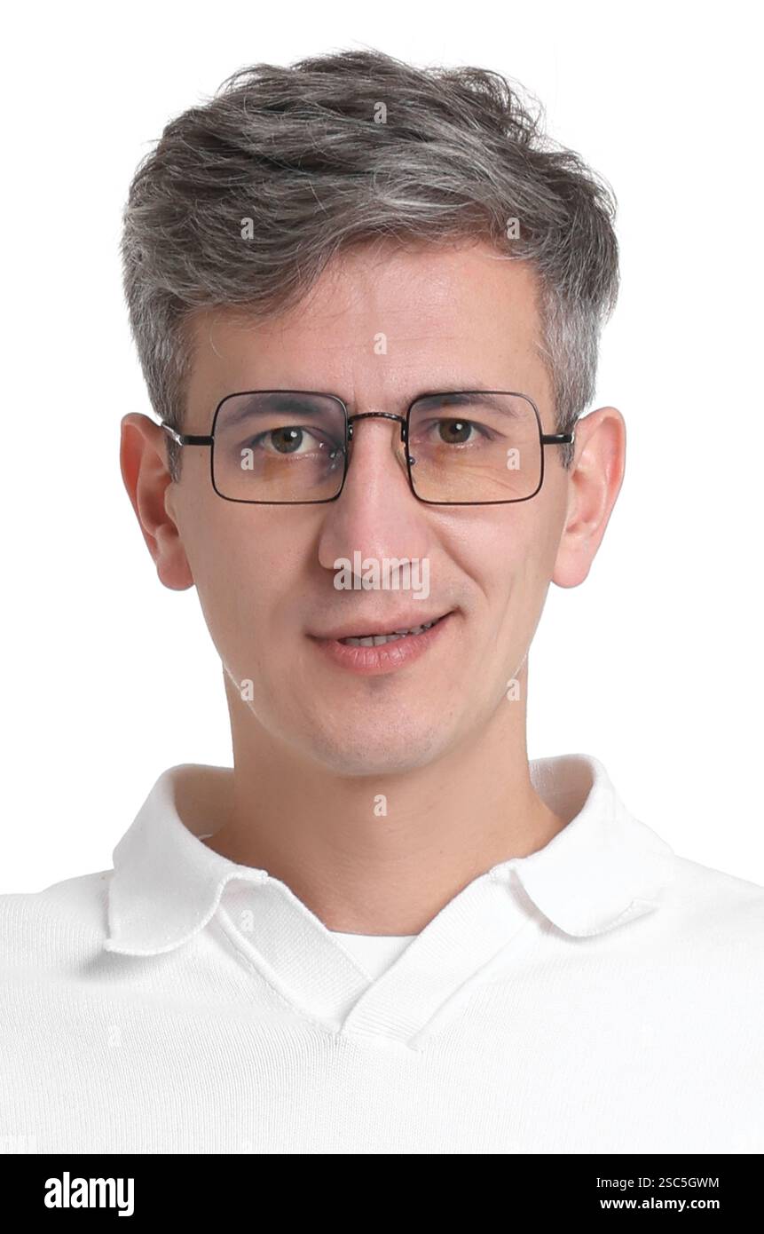 Passport photo. Portrait of man on white background Stock Photo - Alamy