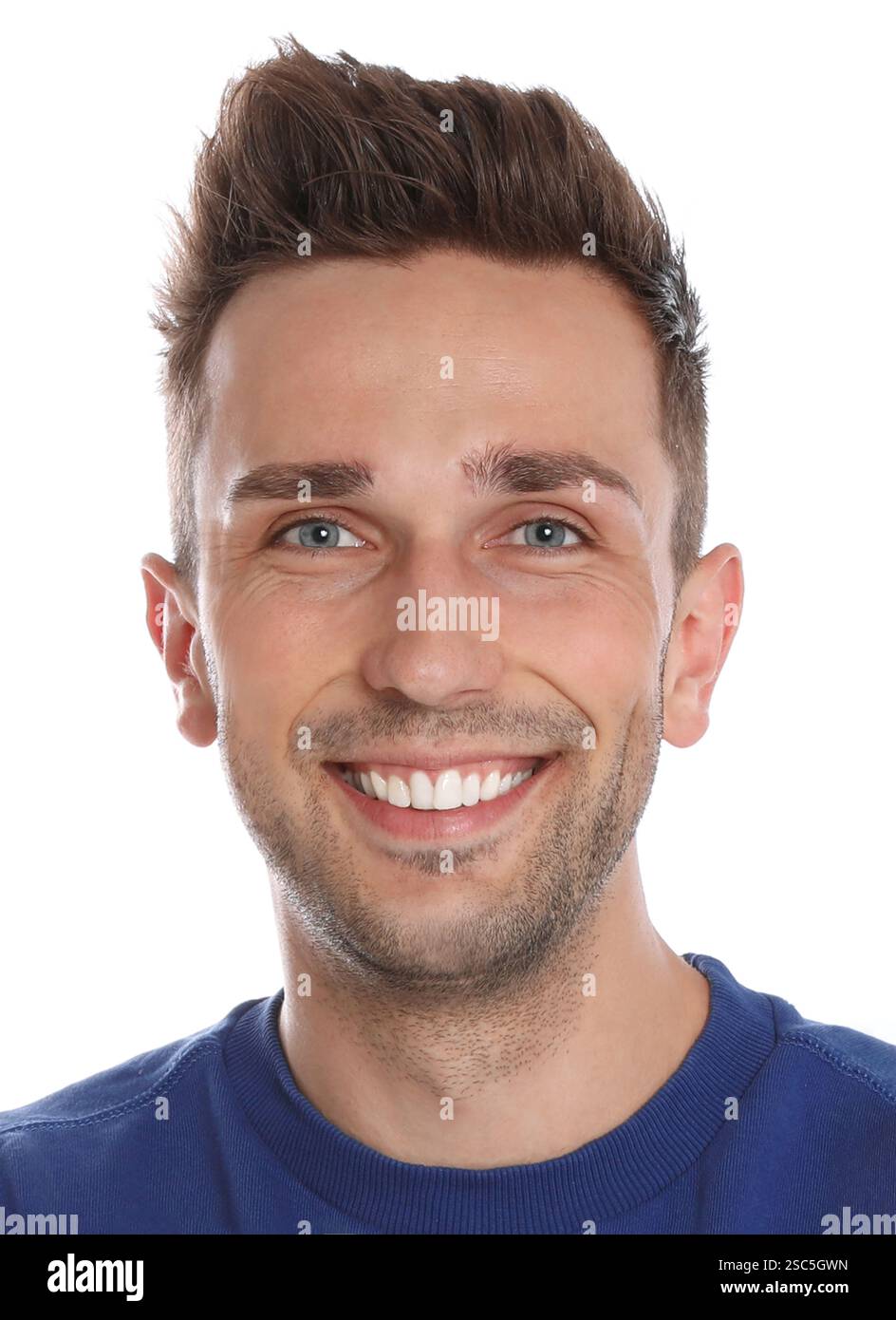 Passport photo. Portrait of man on white background Stock Photo - Alamy