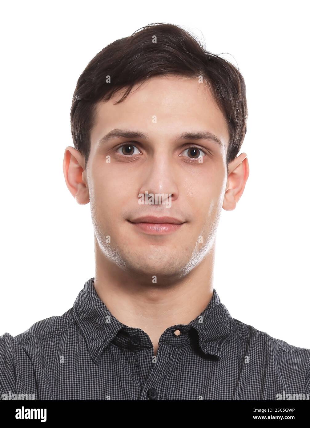 Passport photo. Portrait of man on white background Stock Photo - Alamy