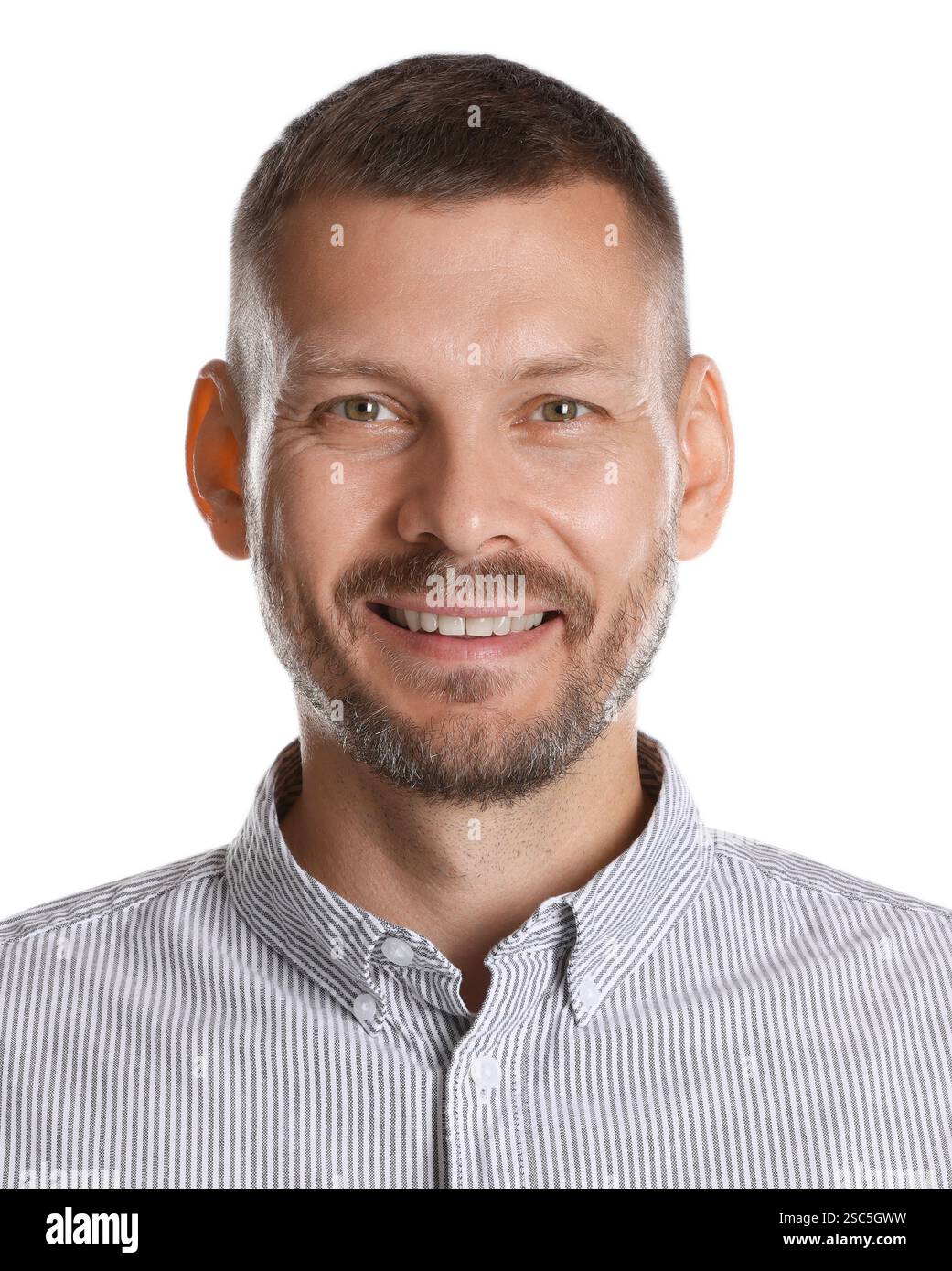 Passport photo. Portrait of man on white background Stock Photo - Alamy