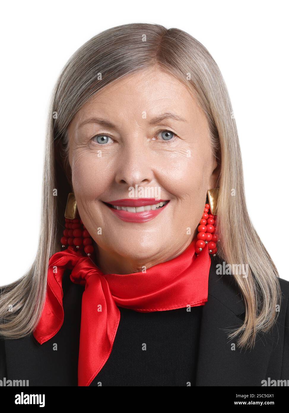 Passport photo. Portrait of woman on white background Stock Photo - Alamy