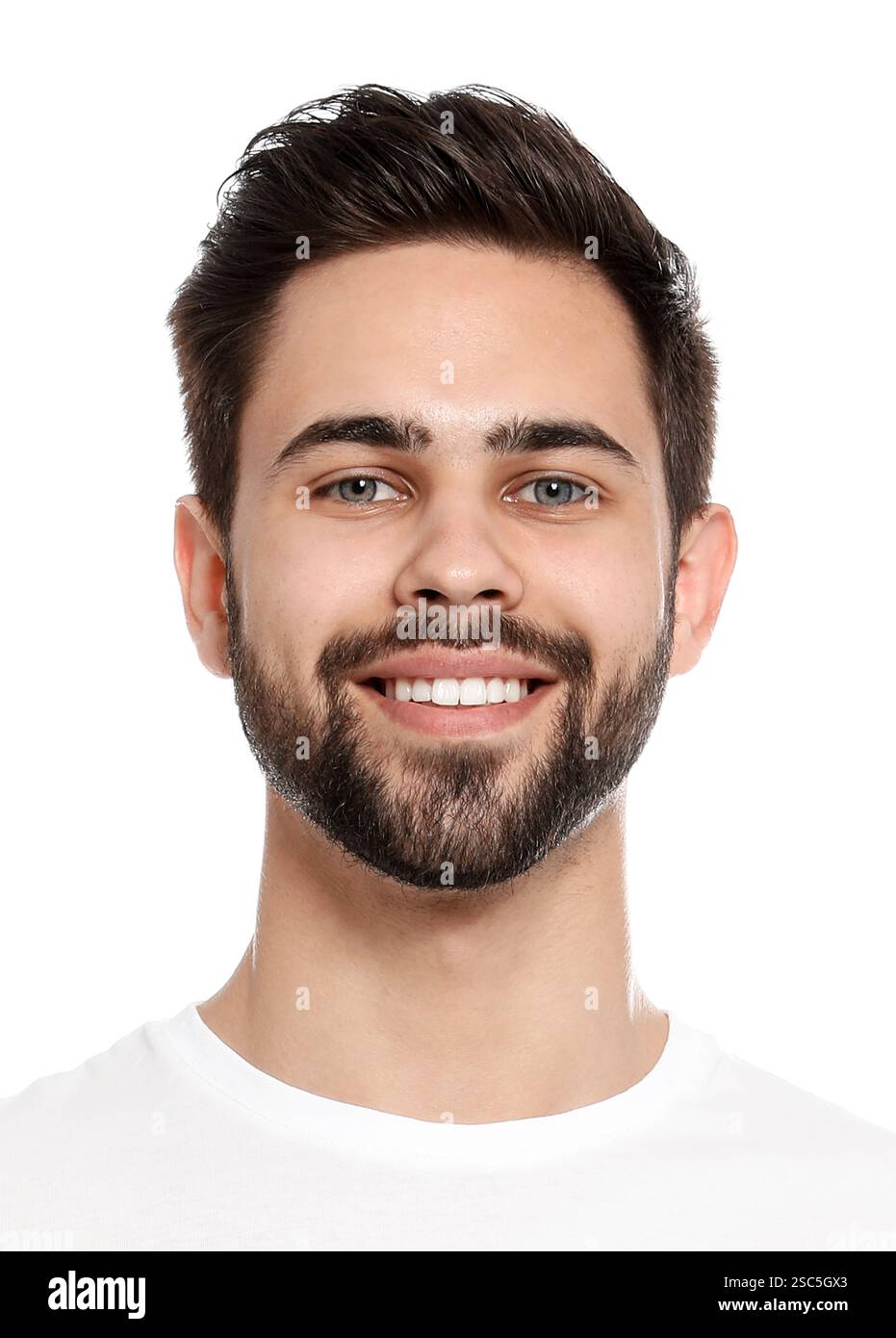 Passport photo. Portrait of man on white background Stock Photo - Alamy