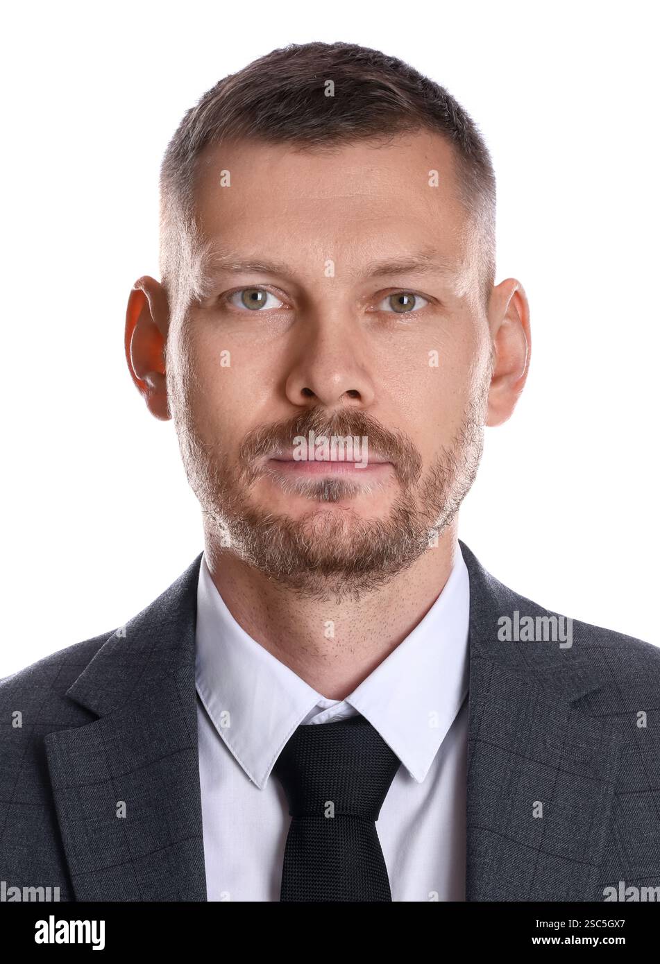 Passport photo. Portrait of man on white background Stock Photo - Alamy