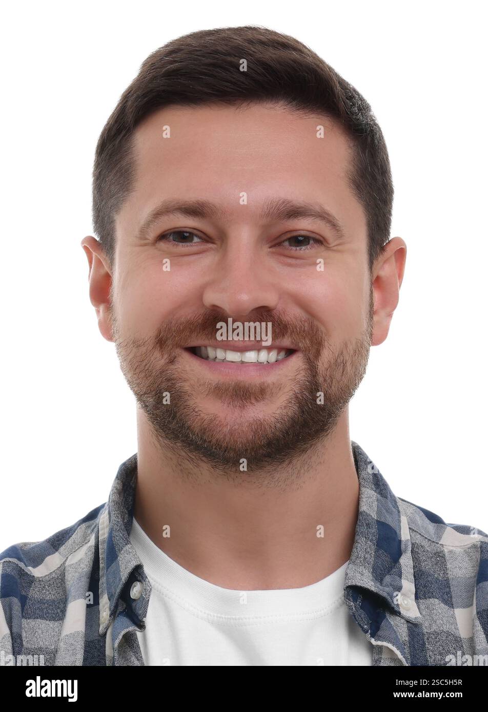 Passport photo. Portrait of man on white background Stock Photo - Alamy