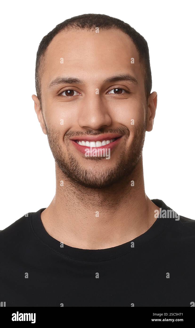 Passport photo. Portrait of man on white background Stock Photo - Alamy
