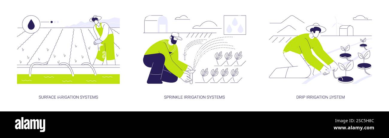 Irrigation systems abstract concept vector illustrations Stock Vector ...