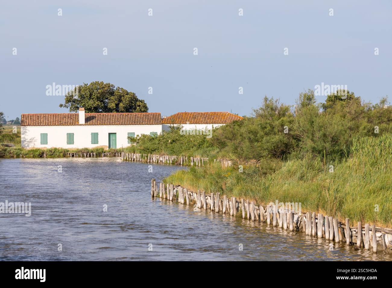Comacchio lagoon, Italy - July 28 2024: traditional eel fishing station ...