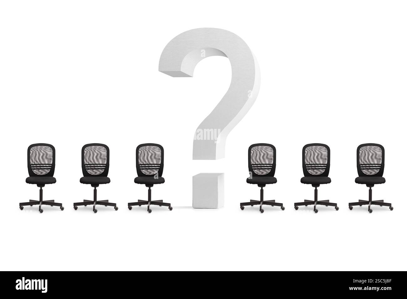Empty office chairs and a question mark, career and emplyment concept ...