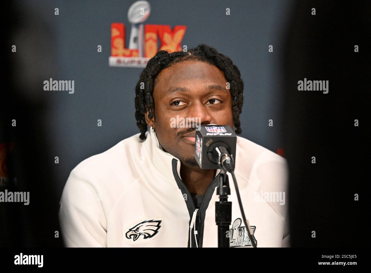 Caesars Superdome. 5th Feb, 2025. New Orleans LA; addresses the media ...