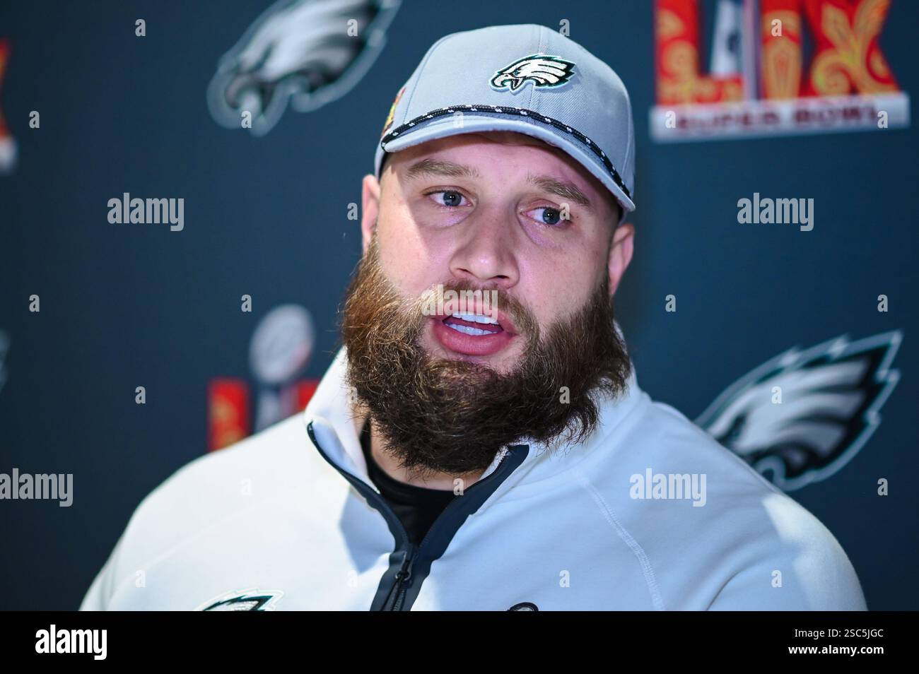 Philadelphia Eagles Offensive Tackle, Lane Johnson, during a media ...