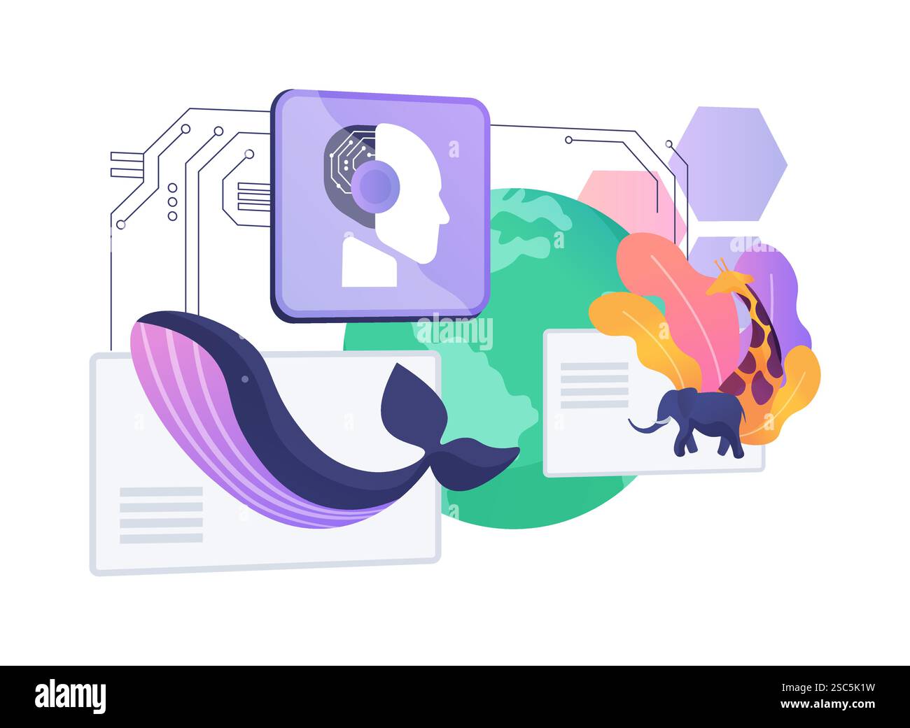 AI-Driven Biodiversity Monitoring abstract concept vector illustration ...