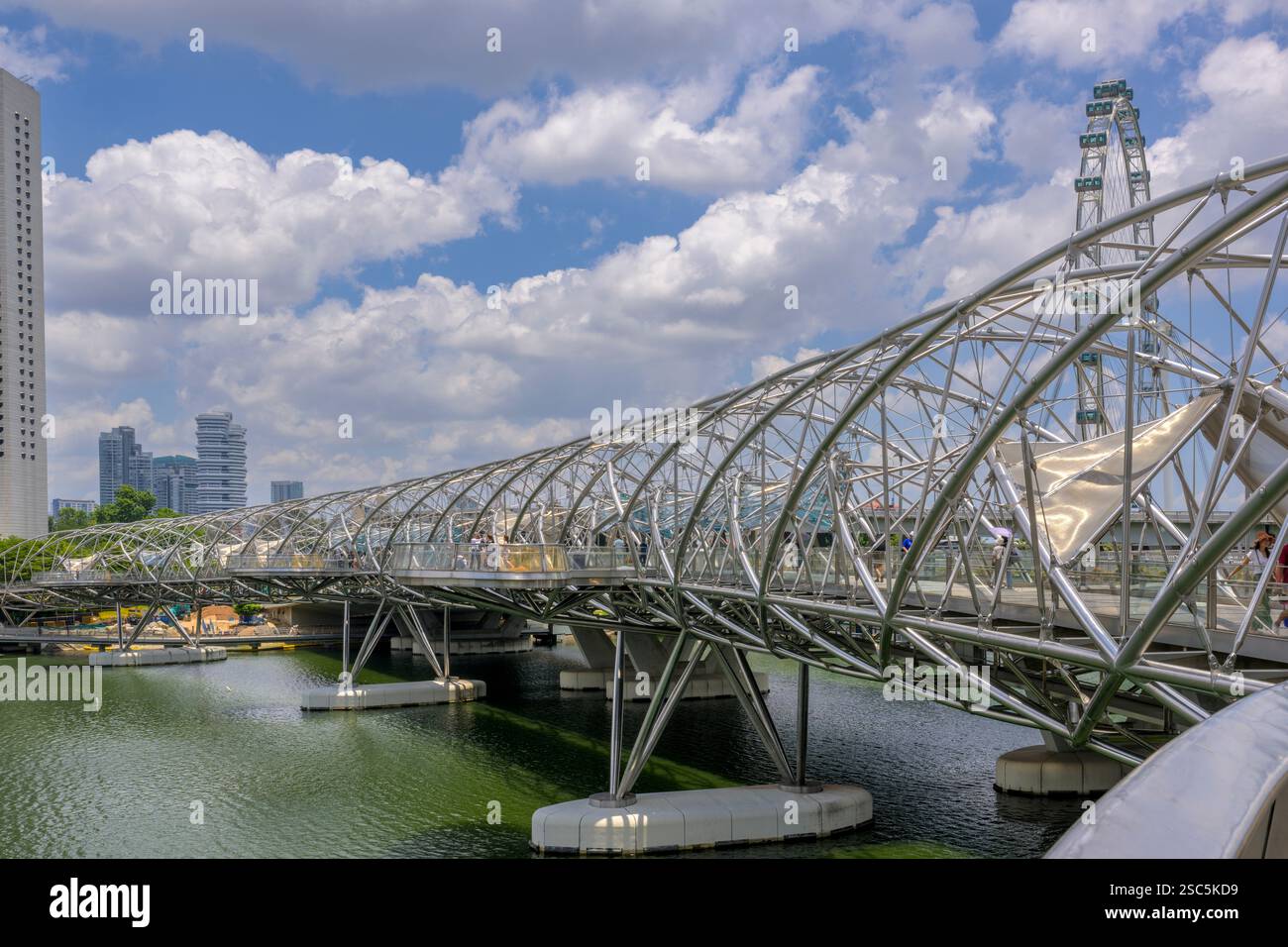Singapore's spiraling, stainless steel Helix Bridge spans the eastern ...