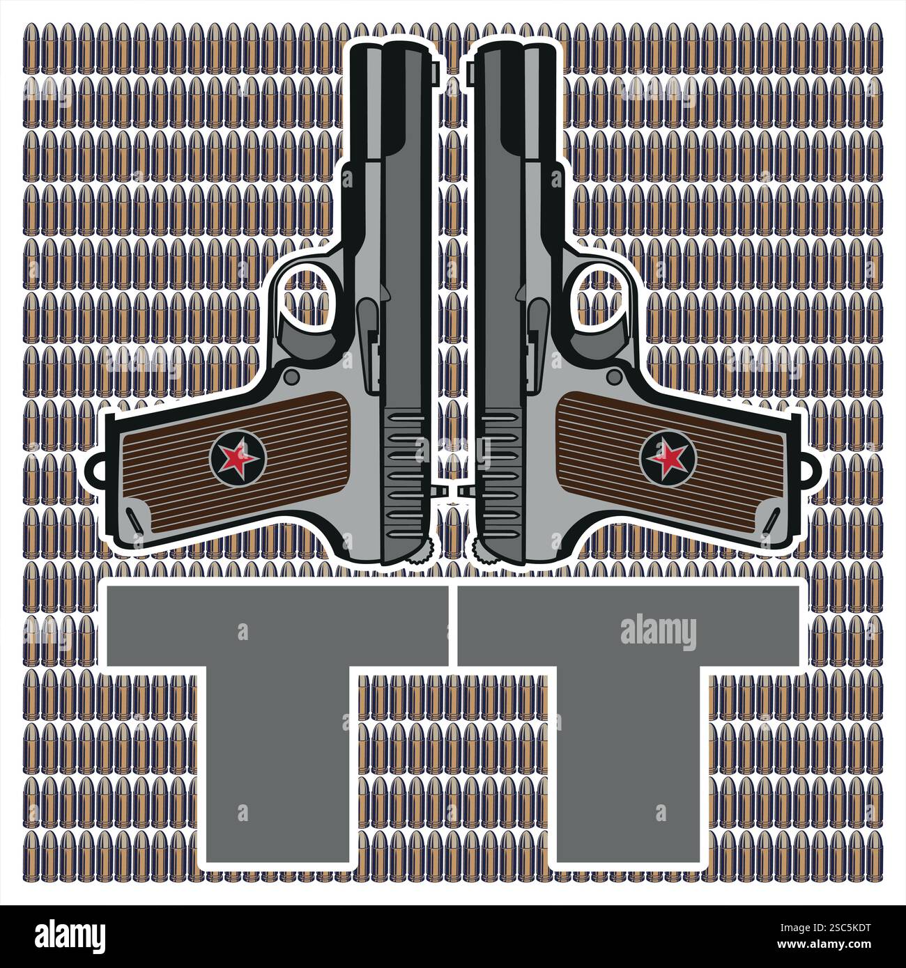 Old soviet russian pistol TT, world war 2 handgun and Target.. Vector ...