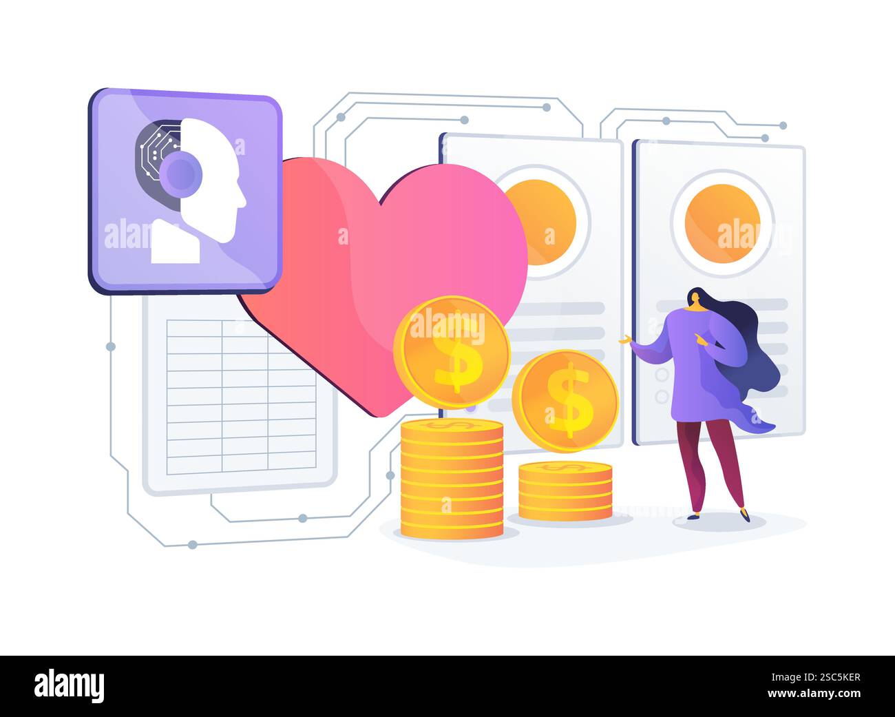 AI-Enhanced Donor Engagement abstract concept vector illustration Stock ...