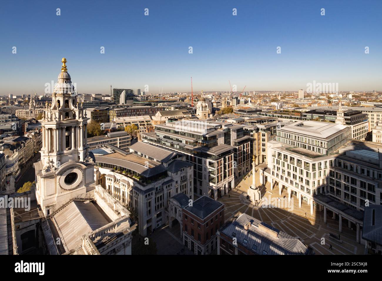 High-angle view of London's City of London, centered on St. Paul's ...