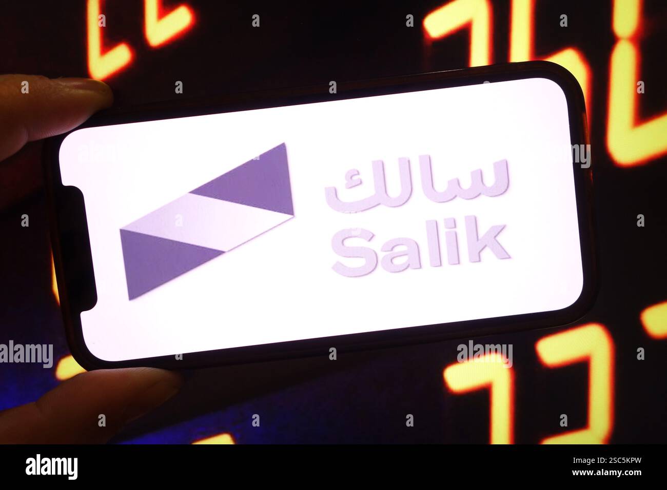 In this photo illustration, the Salik company logo is seen displayed on ...