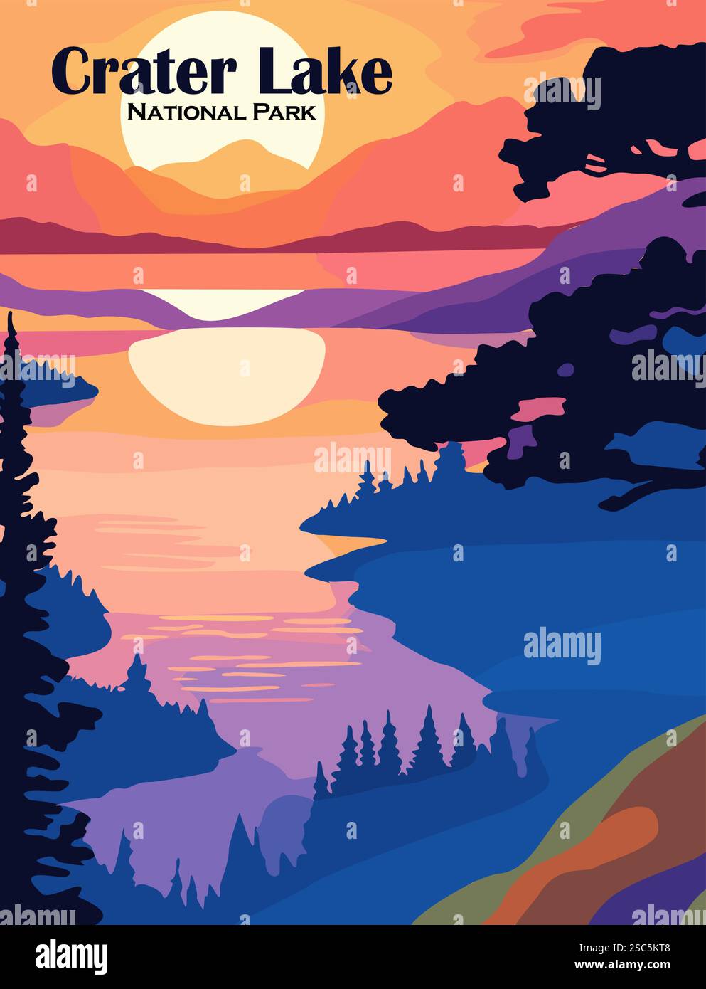Crater Lake National Park USA travel poster Stock Vector Image & Art ...