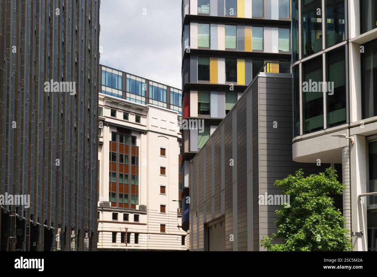 Modern architecture in London. Colorful and patterned facade of a new ...