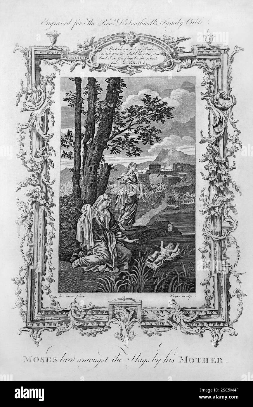 Copper-Engraving of Moses Laid Amongst the Flags by his Mother (Exodus ...