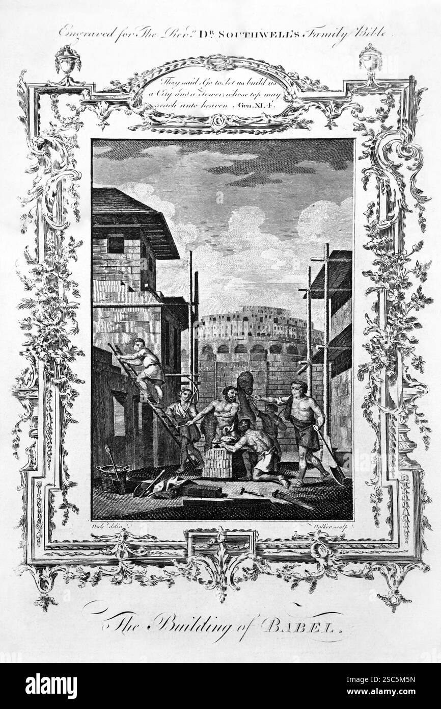 Copper-Plate Engraving of the Building of the Tower of Babel (Genesis ...