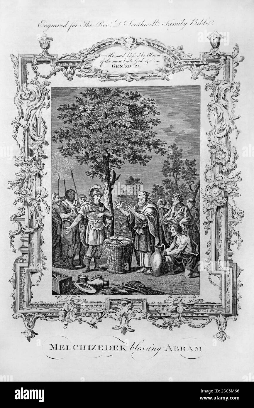 Copper-plate Engraving of Melchizedek King of Salem Brought Bread and ...